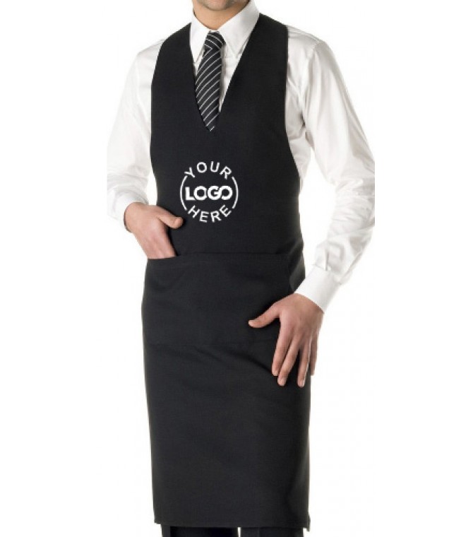 Unisex Black V-Neck Apron | Sommelier Apron | Printed Aprons ...