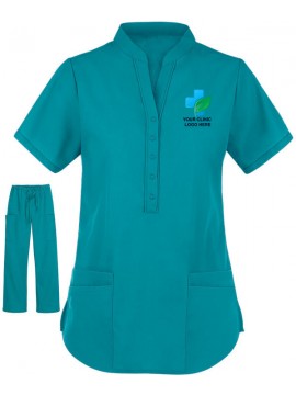 Women's Mandarin Collar Designer Scrub Suit