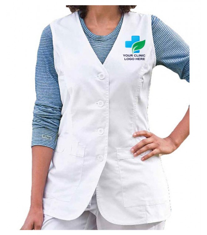 Women Button Front Medical Vest | Women's Scrub Vest | Personalized ...